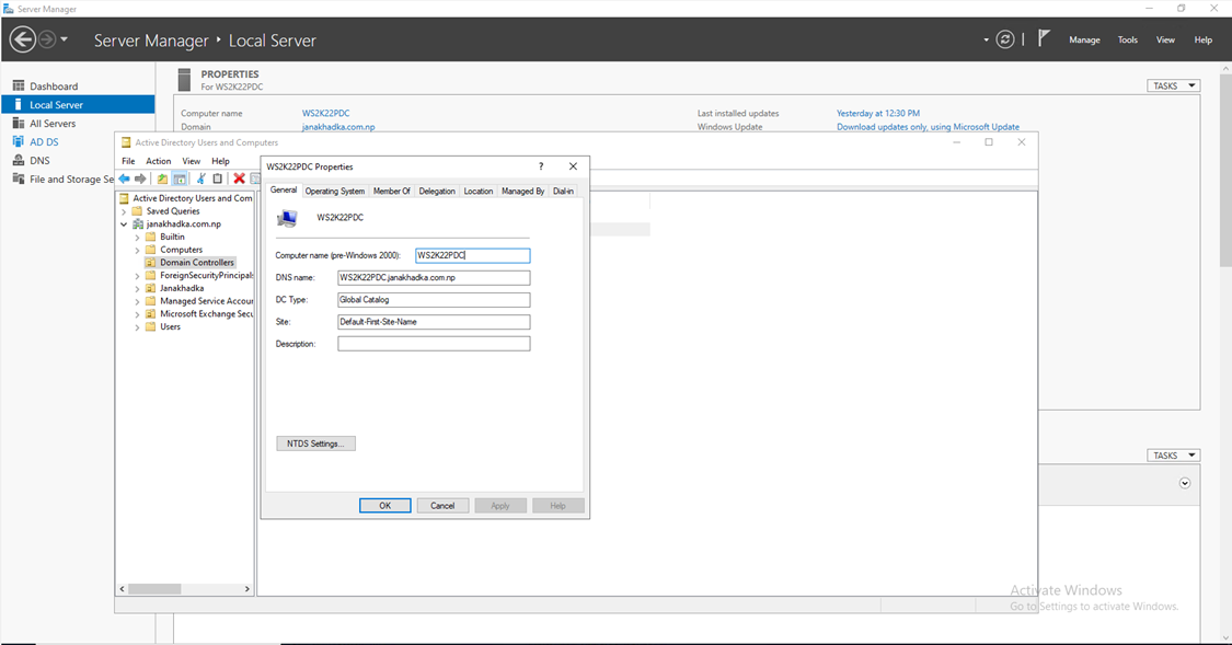 Step By Step Guide: How to Setup Active Directory Domain Service on Windows Server 2022 – JANAK ...